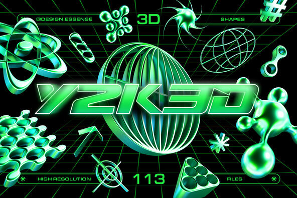 Y2K 3D Shapes Collection Graphics - YouWorkForThem