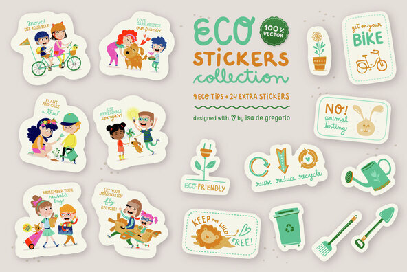 Eco Stickers to Care the Planet Graphics - YouWorkForThem