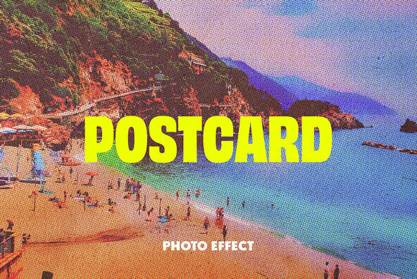 Vintage Halftone Postcard Photo Effect - YouWorkForThem