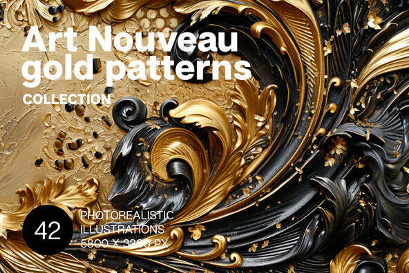 Art Nouveau Gold Patterns Graphics - YouWorkForThem