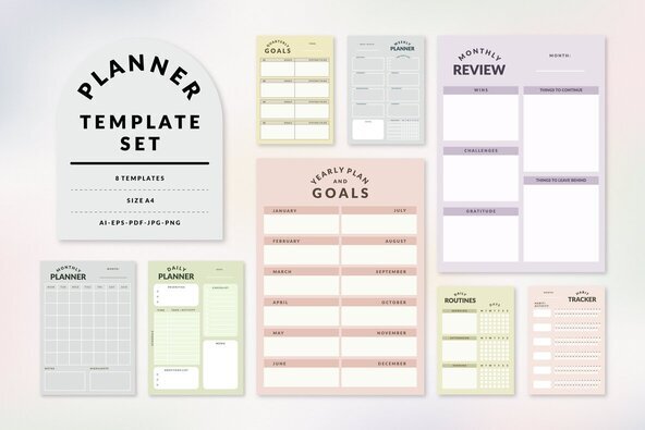 Colorful Planner Templates Graphics - YouWorkForThem
