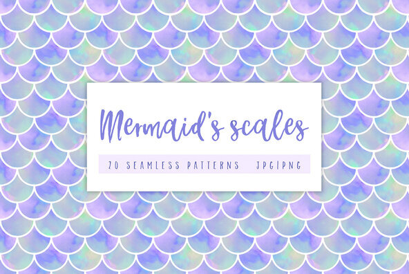 Mermaids scales seamless patterns Graphics - YouWorkForThem