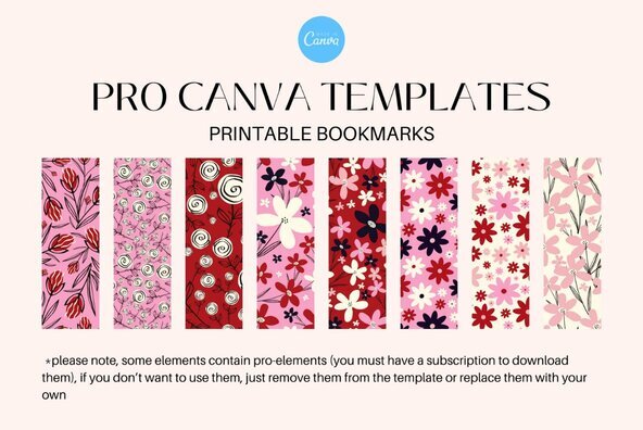 Floral Bookmarks Canva template Graphics - YouWorkForThem
