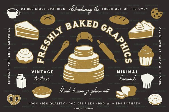 Freshly Baked Graphics Bakery Icons Graphics - YouWorkForThem