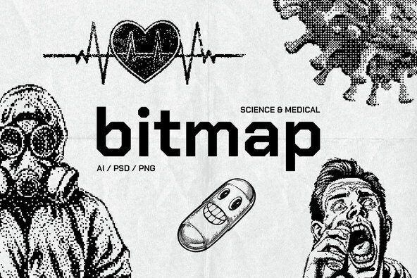 Science Medical Dithering Bitmap Shapes Graphics - YouWorkForThem