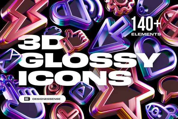 3D Glossy Icons Graphics - YouWorkForThem