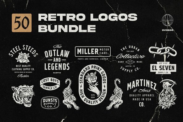 50 Retro Logos Bundle Graphics - YouWorkForThem