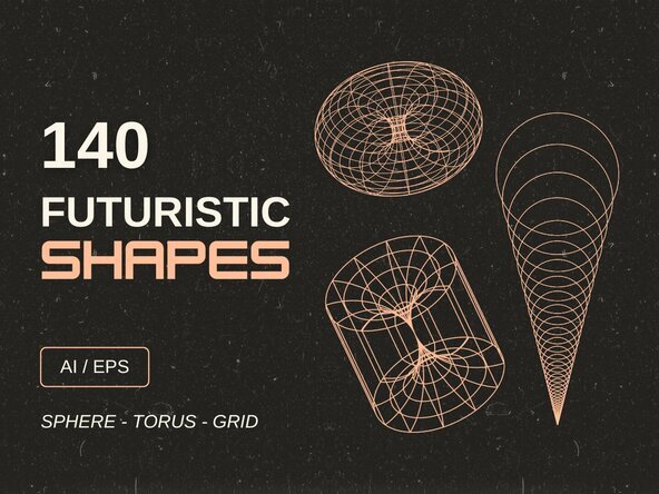 140 Retro Geometry Futuristic Shapes Graphics - YouWorkForThem