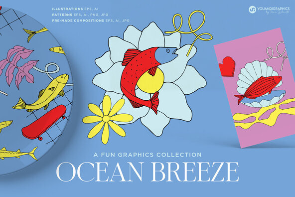 Ocean Breeze Graphics Collection Graphics - YouWorkForThem