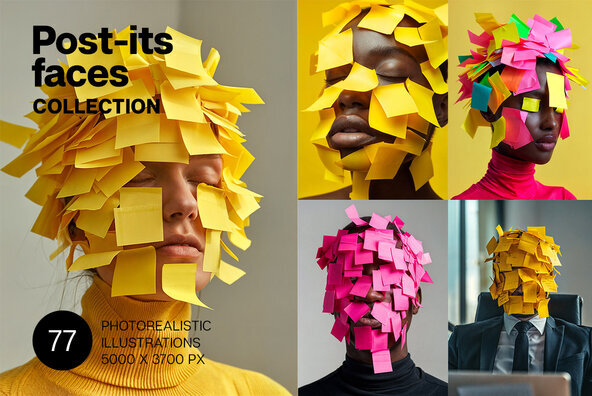 Post its faces Graphics - YouWorkForThem
