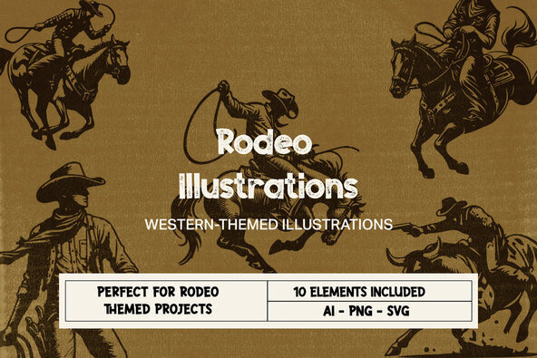 Rodeo Illustrations - Western Themed Graphics - YouWorkForThem
