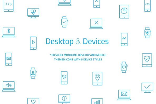 Desktop Devices Vector Icon Set Graphics - YouWorkForThem