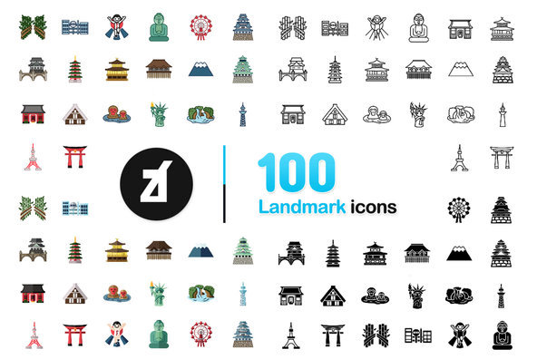 100 Landmark Icons Graphics - YouWorkForThem