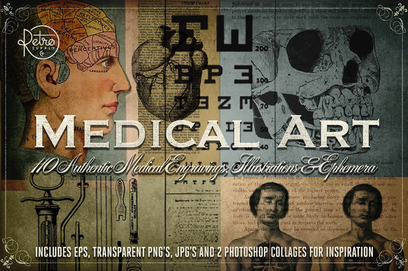 Medical Art | Retro Clip Art + Ephemera Pack Graphics - YouWorkForThem