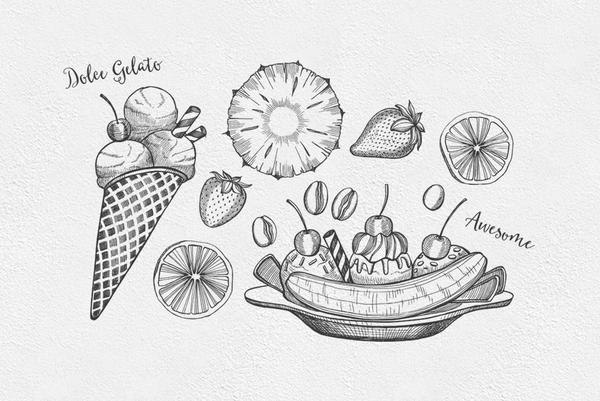 Dessert Food Illustrations Graphics - YouWorkForThem