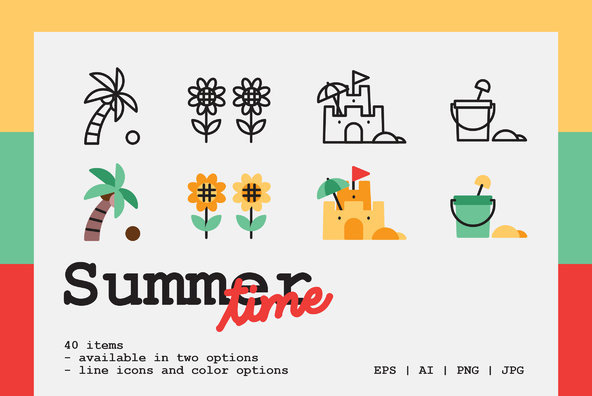Summer Time Icons Graphics - YouWorkForThem