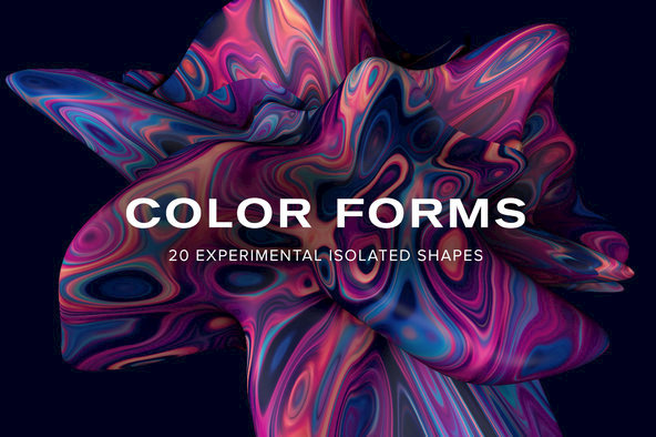 Color Forms - 20 Experimental Isolated Shapes Graphics - YouWorkForThem