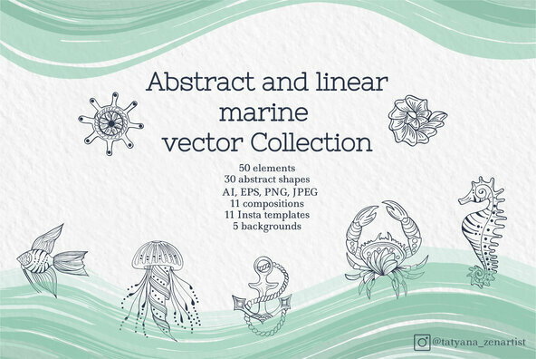 Abstract and Linear Marine Vector Collection Graphics - YouWorkForThem