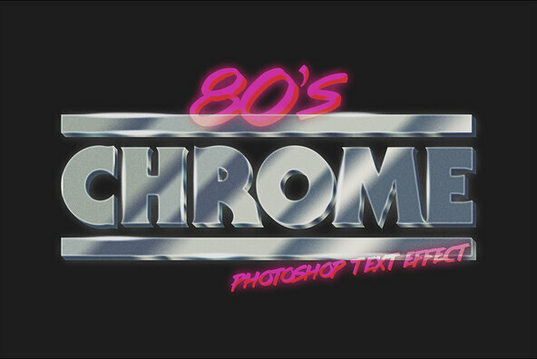 80s Chrome Photoshop Text Effect - YouWorkForThem