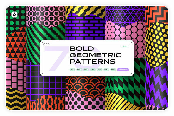 Bold Geometric Seamless Patterns Collection Graphics - YouWorkForThem