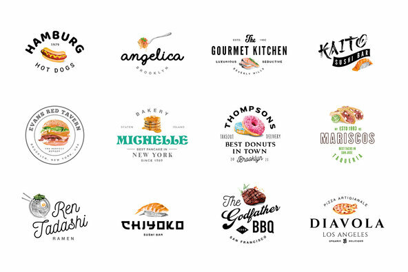 12 Food Industry Logos Hand Painted Graphics - YouWorkForThem