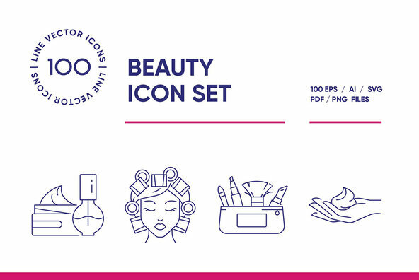 Beauty and Cosmetics Icon Set Graphics - YouWorkForThem