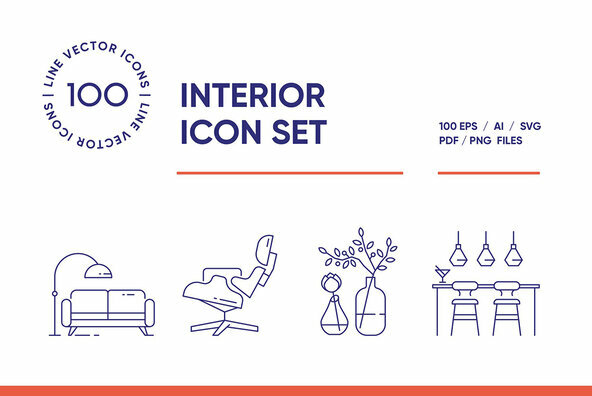 Interior Design Icon Set Graphics - YouWorkForThem
