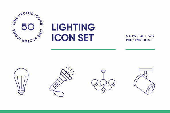 Lighting Icon Set Graphics - YouWorkForThem