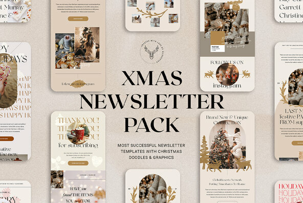 Christmas Newsletter Templates Pack Graphics - YouWorkForThem
