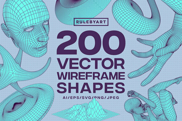 200 Vector Wireframe Shapes Graphics - YouWorkForThem