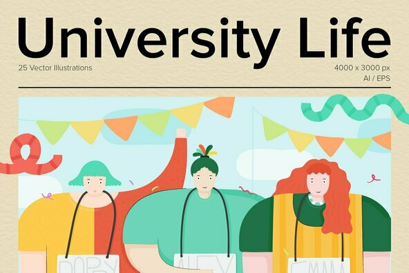 University Life Illustrations - Creative Graphics for Students Graphics ...