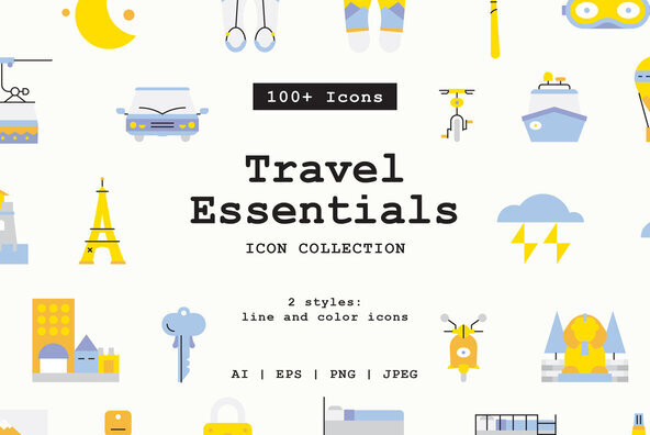 Travel Essentials Icon Collection Graphics - YouWorkForThem
