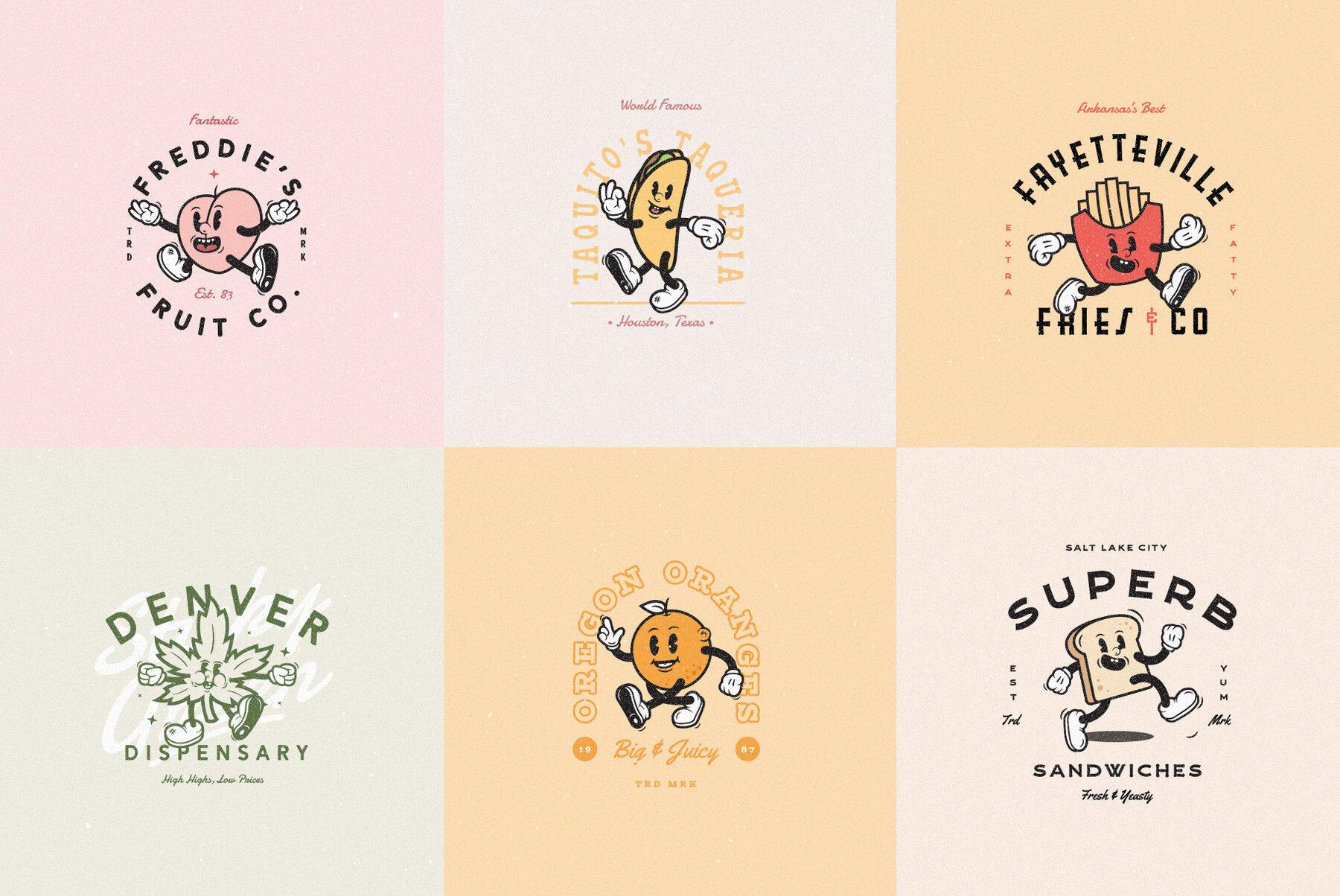 Food Friends Vintage Logos Mascots Graphics - YouWorkForThem