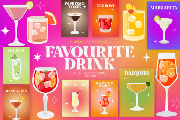 Favourite Drink Art Set Graphics - YouWorkForThem