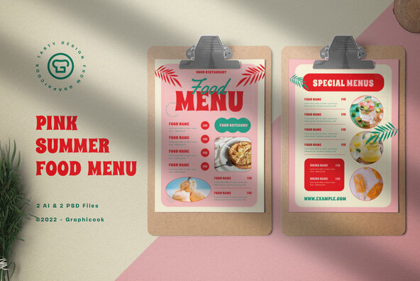 Pink Summer Food Menu Graphics - YouWorkForThem