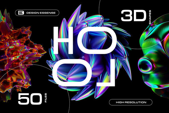 Holographic 3D Abstract Shapes Graphics - YouWorkForThem