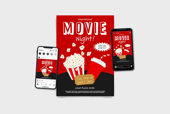 Movie Night Flyer Template Graphics - YouWorkForThem