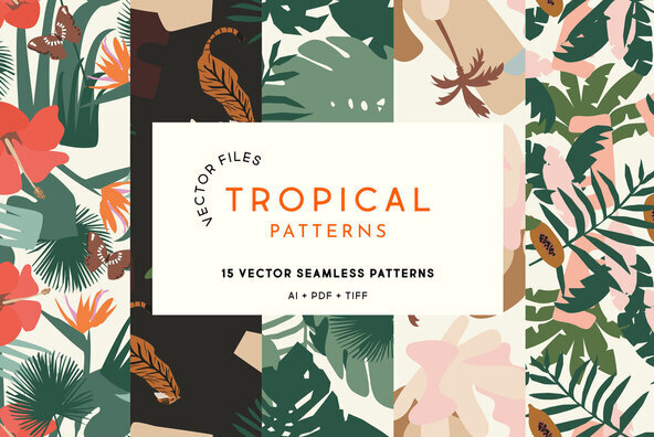 Vector Tropical Jungle Patterns Set Graphics - YouWorkForThem