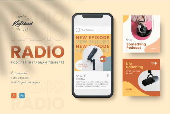 RADIO - Podcast Instagram Template Graphics - YouWorkForThem