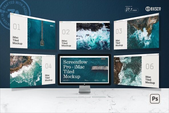 ScreenFlow Pro iMac Tiled Mockup Graphics - YouWorkForThem