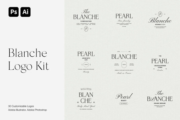 Blanche Minimalist Logo Kit Ai Eps Psd Graphics - YouWorkForThem