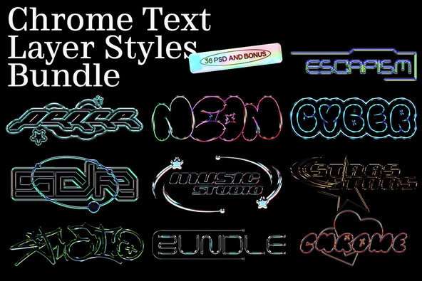 Chrome Text Layer Styles Bundle Graphics - YouWorkForThem