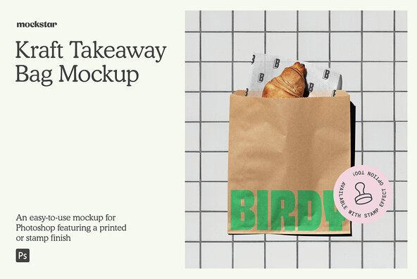 Kraft Takeaway Bag mockup Graphics - YouWorkForThem