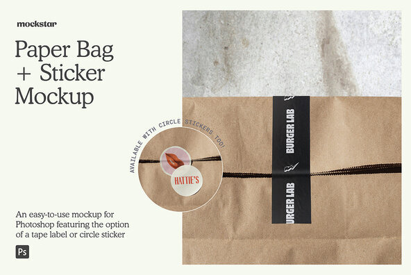 Paper Bag with Sticker Mockup Graphics - YouWorkForThem