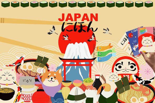 Japan art set Graphics - YouWorkForThem