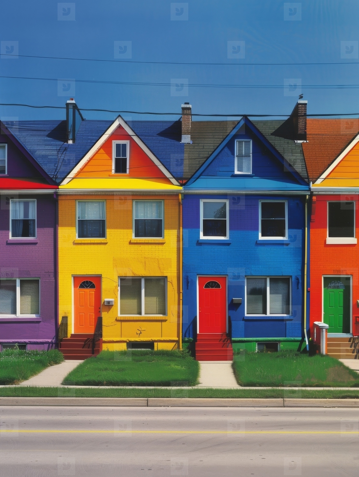 Vivid colorful buildings. Colored architecture. Modern urbanism stock ...