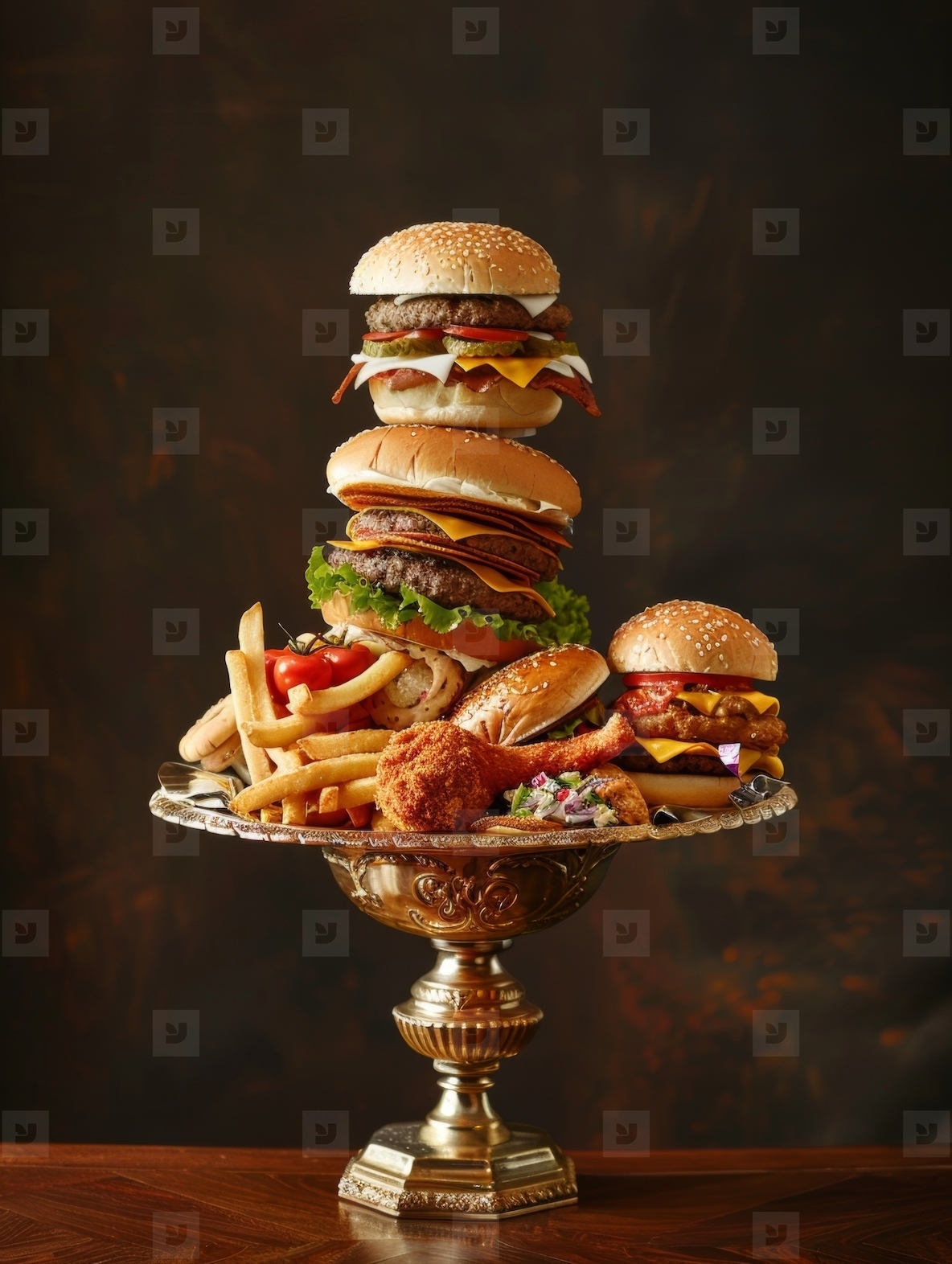 Fast food trophy. Winner cup made of fast food stock photo (302057 ...