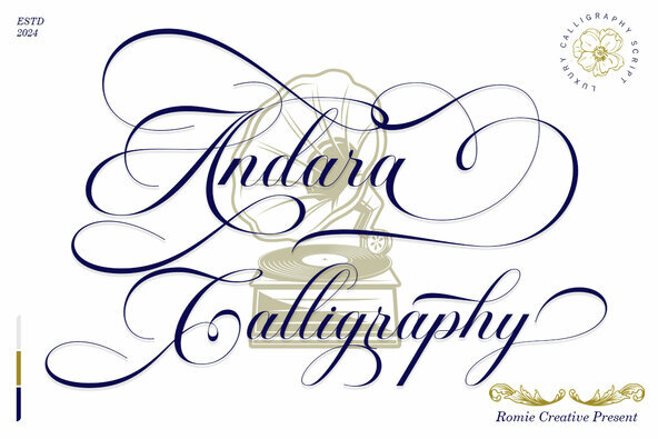 Andara Calligraphy Script Regular Font TrueType - YouWorkForThem