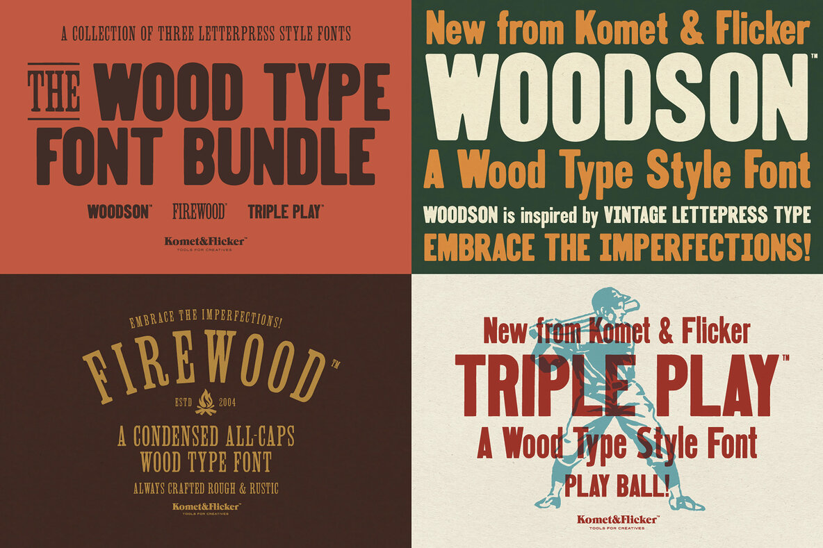 The Wood Type Bundle Font - FontPath